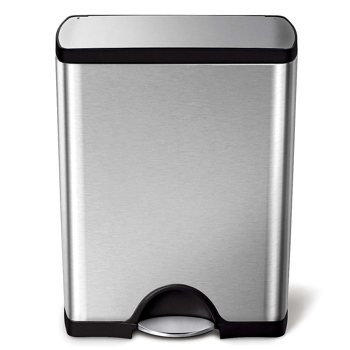 Simplehuman 50 Liter / 13.0 Gallon Rectangular Kitchen Step Trash Can, Brushed Stainless Steel