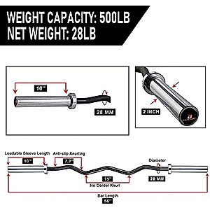 papababe 56'' Olympic Curl Bar, EZ Curl Barbell, 500 LB Weight Capacity Galvanized Lifting Bar for Strength Training, Biceps Curl and Triceps Extensions, Workout Barbell Super Suitable for Weightlifting, Hip Thrusts,Squats and Lunges
