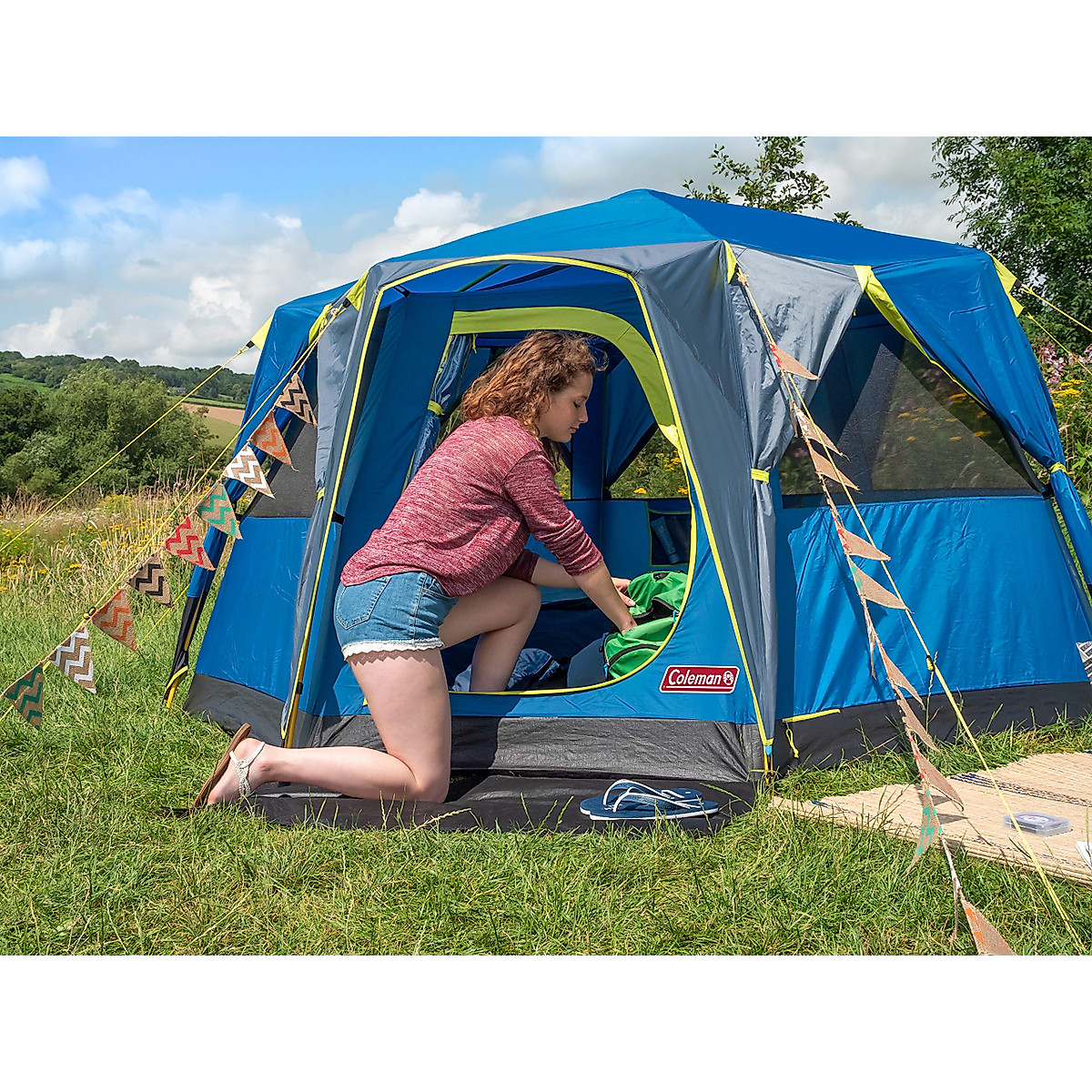 Coleman Tent Octago, 3 Man Tent Ideal for Camping in The Garden, Dome Tent, Waterproof 3 Person Camping Tent with Sewn-in Groundsheet