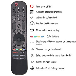New Replacement MR21GA LG Magic Remote Control for LG Smart TV Remote with Pointer Function and Netflix Prime Video Disney+ LG Channels Buttonss [NO Voice Function]