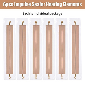 6 Pack Sealer Replacement Element Grip 200mmx2mm, Impulse Sealer Heating Element Service Spare Repair Parts Kit Heat Seal Strips for 8inch Heat Sealer, Suitable for Most Hand Sealers