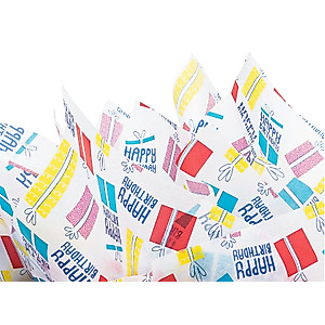 K-Kraft Birthday Metallic Tissue Paper – 102 Sheets – 20x20 Inch Sheets – 33 Red Sheets, 24 White Sheets, 45 Printed Sheets – Gift Wrapping Paper – Crafts by K-Kraft