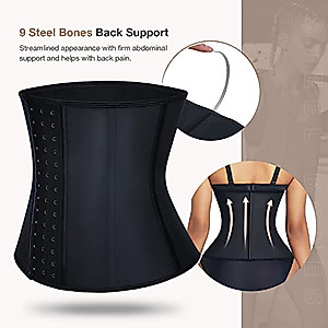 Lover-Beauty Waist Trainer for Women Latex Corsets Waist Cincher Workout Girdle Hourglass Body Shaper (Medium, Black)