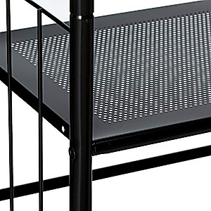 Unbrand Black 5 Tier Metal Bookshelf Rack,
