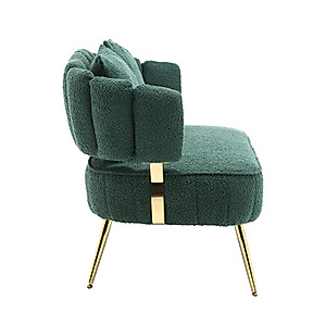 Gustonhon Modern Polyester Loveseat Couch,Futon Small Sofa with Gold Metal Legs, 2-Seater Upholstered Mini Sofa Couches for Living Room Bedroom Office Balcony Studio Apartment Love Seat (Emerald)