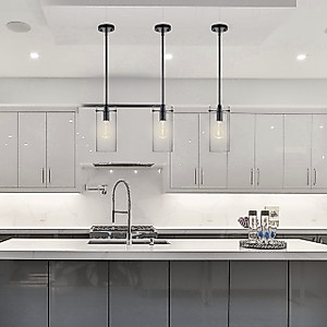 Black Pendant Lights Kitchen Island - Large Clear Glass Pendant Light Fixture