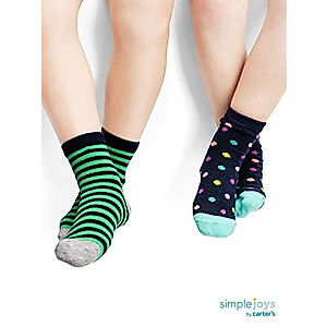 Simple Joys by Carter's Unisex Toddlers' Socks, 12 Pairs, Stripe/Dots, 4-5T