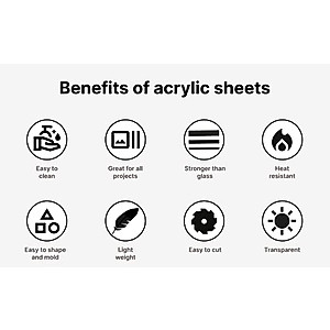 AZM Displays 12"x24", 1/2" (12mm) Clear Cast Acrylic Plexiglass Sheet for Glass Replacement, Shelving, Wedding Table Numbers, Table Signs, Engraving, Calligraphy, Crafting, Painting, DIY