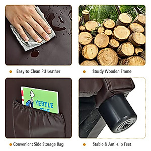 Costzon Kids Recliner, Adjustable PU Leather Lounge Chair w/Side Pockets, Footrest, Headrest for Kids Room & Play Room, Easy to Clean, Padded Recliner Sofa for Children Boys Girls Aged 3-12 (Brown)