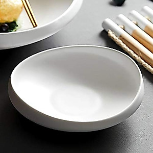 KOWMcp Dinner Plates 1Pcs White Ceramic Plate, Can Be Used to Set The Plate, Put Steak, Vegetables, Fruits, Eggs (Size : M)