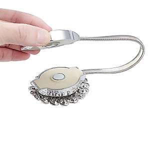 Pinowu Magnetic Crystal Flower Curtain Tiebacks (2 Pack), Decorative Curtain Holdback Buckle Clips with Stretchable String Rope for Bedroom, Living Room, Office