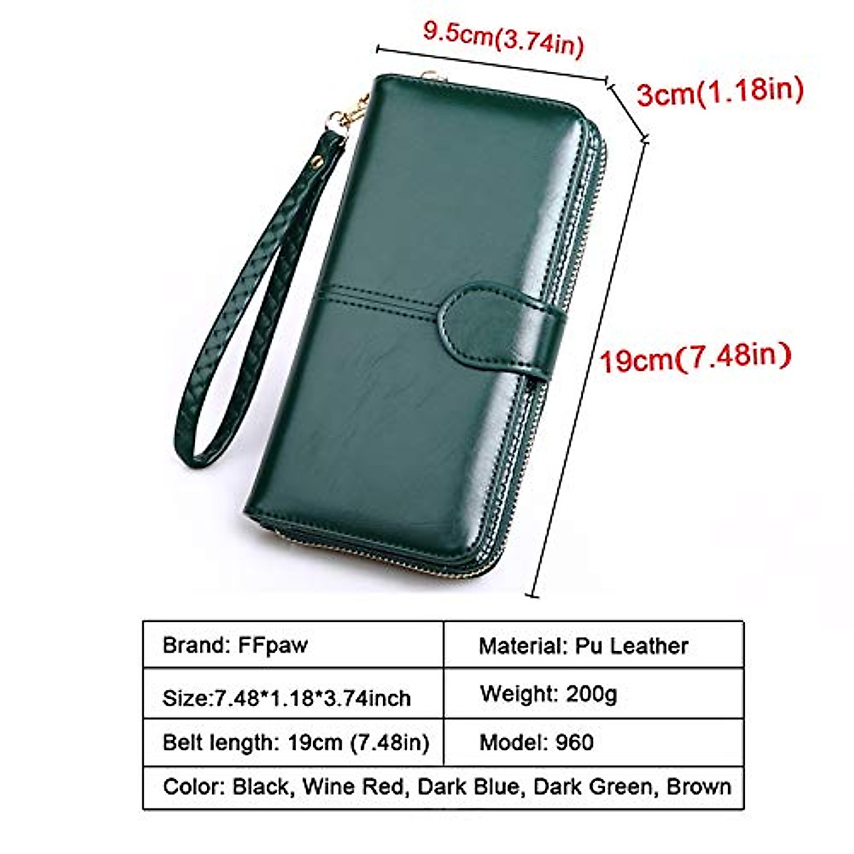 FFpaw Women Wristlet Wallet Large Capacity RFID Blocking PU Leather Clutch Wallet Travel Zipper Purse for Girls