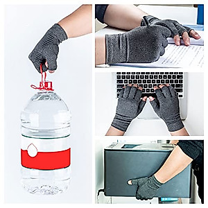 Weafonty 1 Pair Compression Arthritis Gloves Premium Arthritic Joint Pain Relief Hand Gloves Therapy Open Fingers Compression Gloves (Large (3.15"-3.5"))