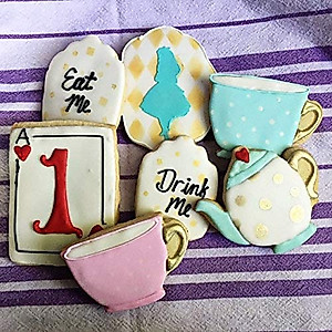 Wonderland Cookie Cutter 12 Piece Set from The Cookie Cutter Shop - Mad Hatter Hat, Cheshire Cat, Queen's Crown, Drink Me Bottle Cookie Cutters – Tin Plated Steel Cookie Cutters