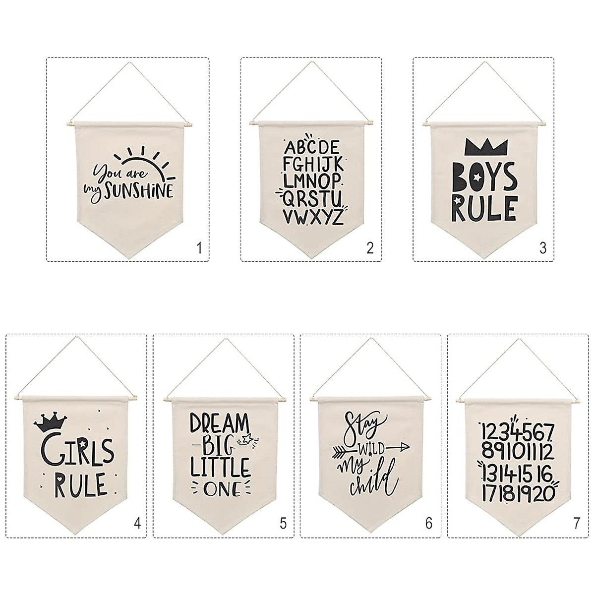 Canvas Hanging Flag Banner Wall Sign Decor Gift - 26 Letters Shower Gift - Baby Room Pendant for Baby Kids Girl Boy Nursery Teen Room Playroom Front Door - 11.81in x 13.5in