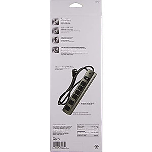 GE UltraPro 6-Outlet Surge Protector, Brushed Nickel, 34767