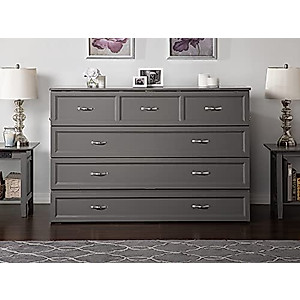 AFI Deerfield Murphy Bed Chest with Charging Station, Queen, Grey