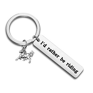 Gzrlyf Horse Keychain I'd Rather be Riding Horse Equestrian Gifts for Horse Lovers(Keychain)