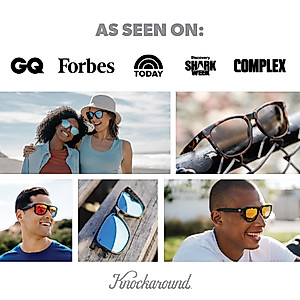 Knockaround Classics Polarized Sunglasses for Men & Women - Impact Resistant Lenses & Full UV400 Protection, Translucent Grey Frames/Blue Reflective Lenses