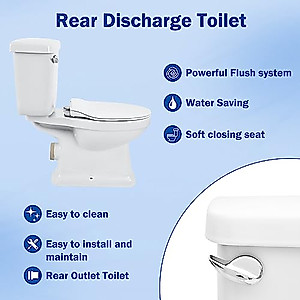 700watt Macerator Toilet, 1HP Two Piece Upflush Toilet Kit Included Toilet Bowl, Water Tank, Soft Closing Seat, Extension Pipe Between Toilet and Pump,Automatic Start and Stop (FLOWC-700)