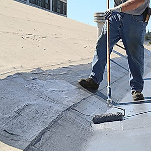 Ames Research Laboratories SEB5 AMES Elasto-Barrier Adhesive Base Coat-5 Gallon, Gray Primer Perfect for RV, Wood, Roofs and More-Expands and Contracts 1200% -Made in The USA, Grey Liquid Rubber