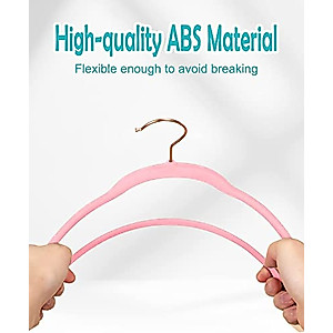 Smartor Premium Velvet Baby Hangers for Closet 50 Pack, 11.8" Safe Durable Baby Clothes Hangers for Nursery with 6 Pcs Closet Dividers, Sturdy Felt Hangers for Toddler/Infant/Kids/Childrens - Pink