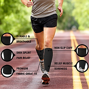 Coume 6 Pairs Calf Compression Sleeve Men and Women Footless Compression Socks for Leg Support, Shin Splints, Pain Relief (Black and Beige,Small/Medium)