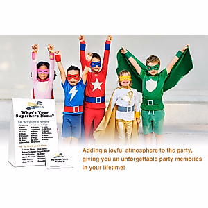 What's Your Superhero Name Game - Super Hero Birthday Party Games for Boys - Family School Classroom Activity - 1 Standing Sign and 30 Stickers - Kids Superhero Party Supplies Decorations(08)