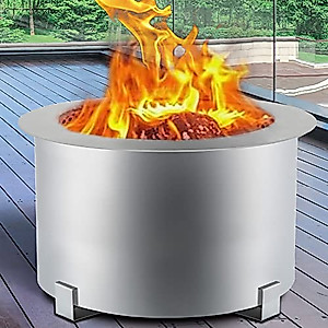 VEVOR Smokeless Fire Pit, Large 21.5 inch Diameter Wood Burning Fire Pit, Stainless Steel Stove Bonfire, Outdoor Stove Bonfire Fire Pit, Portable Smokeless Fire Bowl for Picnic Camping Backyard Silver