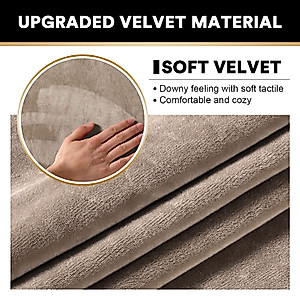 PrinceDeco Sectional Couch Covers 3 Pieces Velvet Sofa Covers L Shape Soft Couch Covers for Sectional Sofa Corner Sofa Cover Couch Cover for Dogs Washable (2 Seater + 1 Chaise,Taupe)