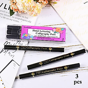 Sunshilor Dual Brush Calligraphy Pens Black Hand Lettering Pens for Beginners Writing, Art Drawing, Sketching, Illustration, Scrapbooking, Journaling, Double Brush Markers