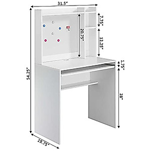Convenience Concepts Designs2Go Student Desk with Magnetic Bulletin Board and Shelves, White