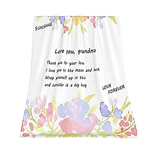 Grandma Blanket from Grandkid Birthday Gifts for Grandma 50"×60" Cozy Soft Grandma Throw Blanket for Couch Warm Super Soft Blanket Comfy Lap Blanket for Sofa