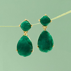 Ross-Simons 19.20 ct. t.w. Emerald Drop Earrings in 18kt Gold Over Sterling
