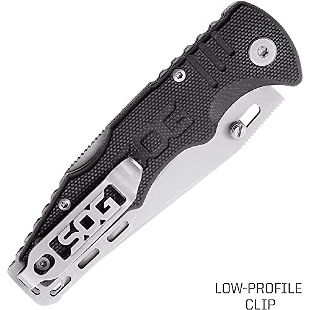 SOG Salute Mini Tactical Knife- EDC Folding Pocket Knife with 3.1 Inch Blade, Adjustable Thumb Stud and Low Carry Bayonet Clip, Bead Blasted (FF1001-CP)