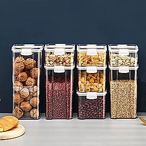 5 Size Single Airtight Food Storage Containers with Lids,Kitchen Clear Plastic Canisters Sealed Jar with Easy Lock Lids for Pantry Organization and Storage for Cereal,Rice,Pasta,Flour,Sugar