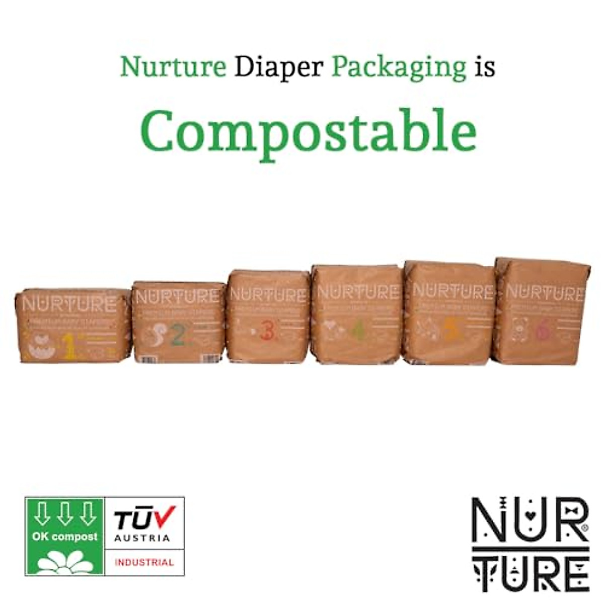 Nurture Diapers by BioBag, Size 4 (15-31 pounds), 78 Premium Quality Baby Diapers, Chemical Free, Ultra Absorbent, Eco Friendly, Hypoallergenic