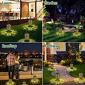 2 Pack Solar Lanterns Outdoor Waterproof, TYNLED Metal Solar Lantern Hanging Solar Outdoor Lanterns Solar Powered Outdoor Lanterns for Garden Patio Pathway Yard Porch