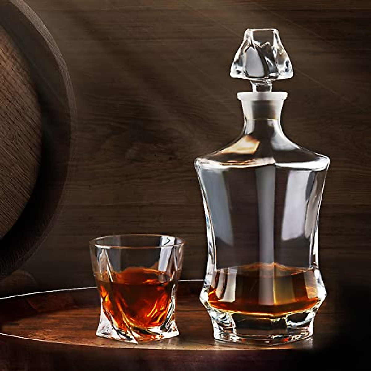WODEXINGKO Whiskey Decanter Sets for Men, Crystal Whiskey Decanter and Glasses set, Liquor decanter for Bourbon, Scotch, Vodka, Whiskey - Whiskey gifts for men. Transparent