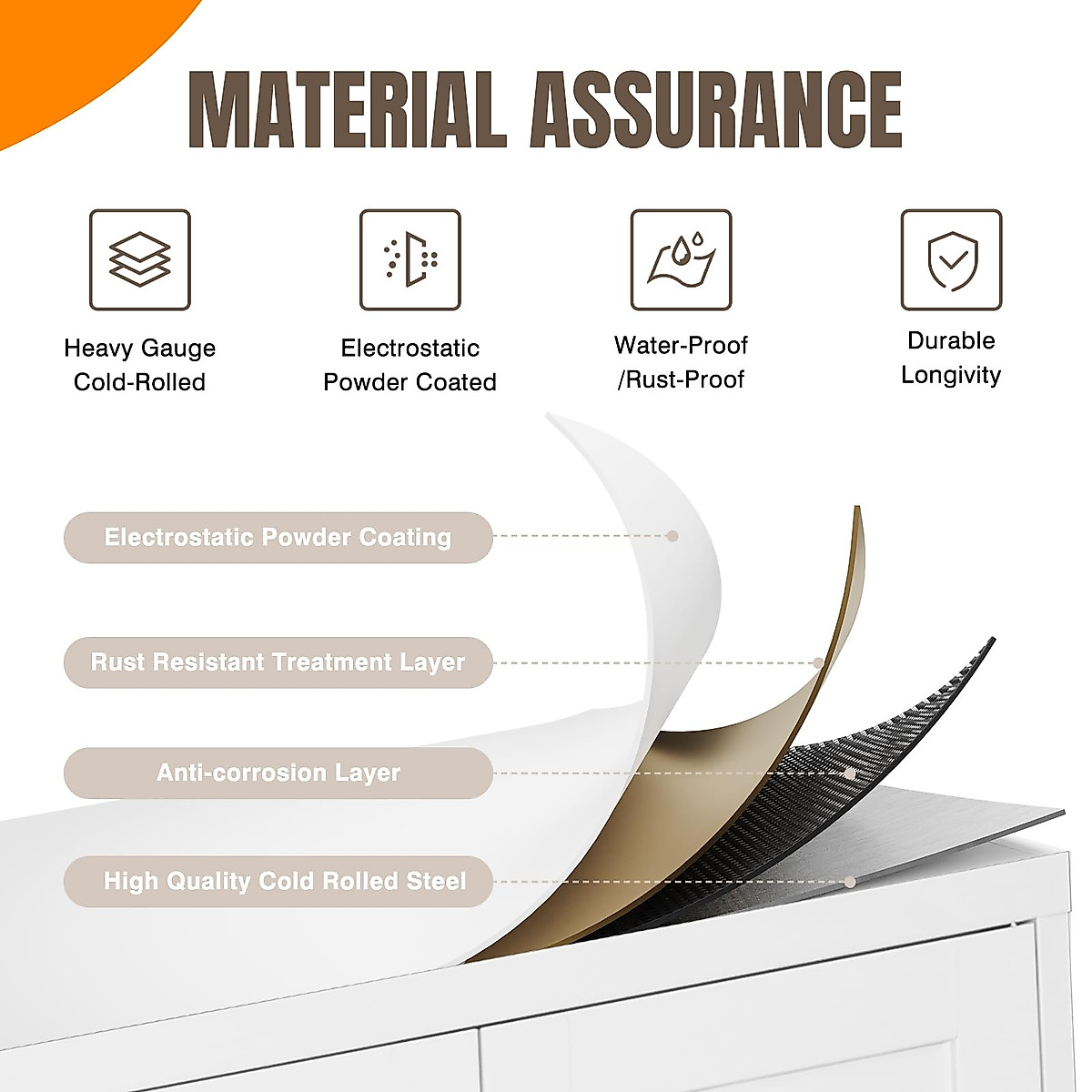 Yizosh Metal Storage Cabinet with 2 Doors and 4 Adjustable Shelves - 61" White Kitchen Pantry Storage Cabinet, 5-Tier Tall Steel Cabinet Locker for Kitchen, Living Room, Dining Room