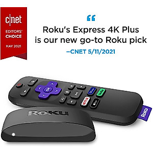 Roku Express 4K+ 2021 Streaming Media Player with Smooth Wireless Streaming and Roku Voice Remote with TV Controls, Includes Premium HDMI® Cable & Bundle Swanky Cables HDMI Cable and TV Cleaning Kit