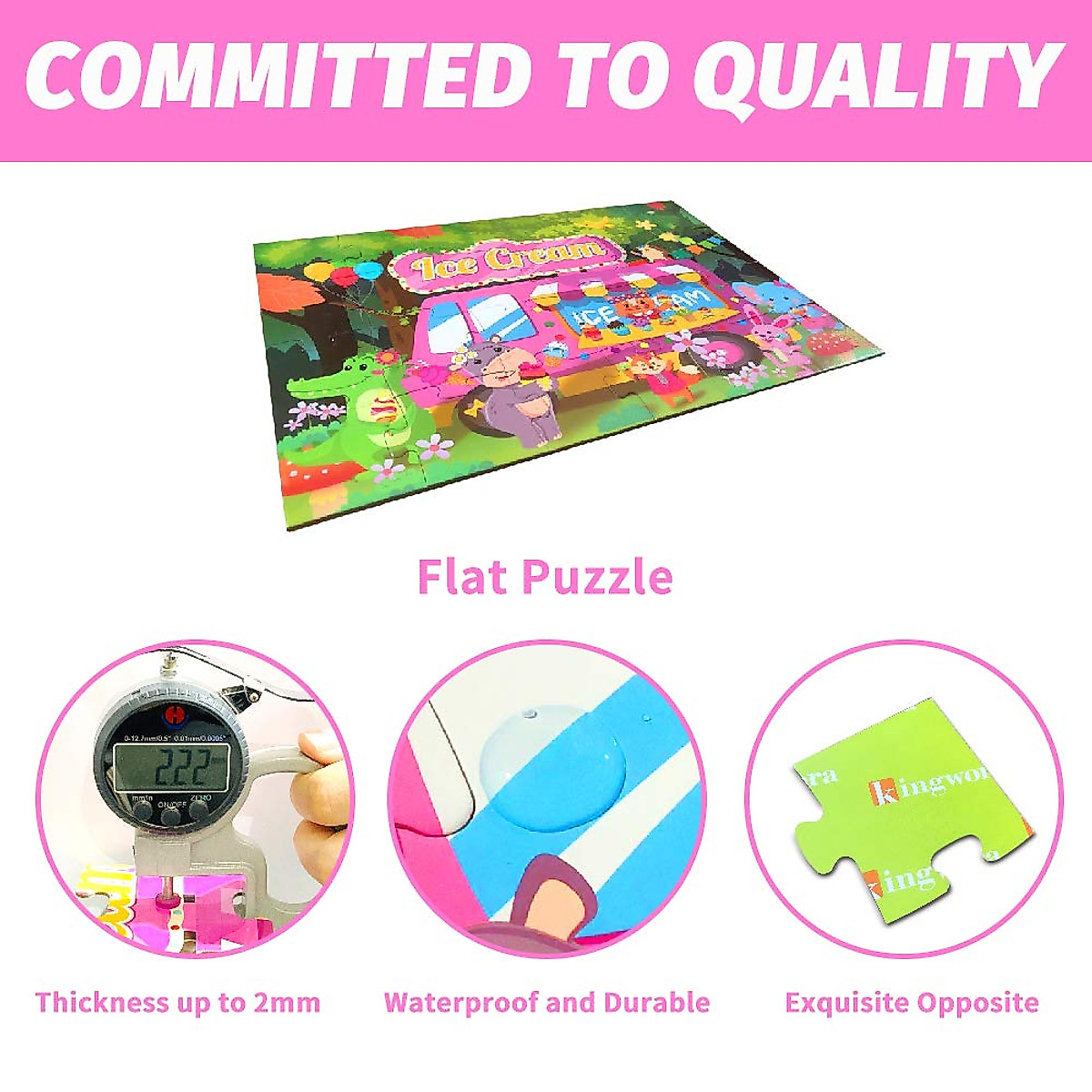 Puzzles for Kids Ages 3-5 24 Pieces Large Ice Cream Truck Kids Jigsaw Puzzles, Professional Preschool Toy Puzzles for Toddlers Boys and Girls –16''x12'' with Storage Box