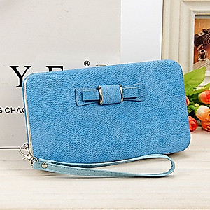 Huitao Women Bowknot Wallet Long Purse Phone Card Holder Clutch Large Capacity Pocket Coffee one Size