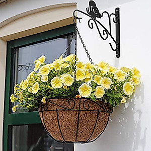 Amagabeli 4 Pack Hanging Plants Bracket 11" Planter Hooks Hanger Flower Pot Bird Feeder Wind Chimes Lanterns Patio Lawn Garden for Outdoor Indoor Wall Fence Screw Mount Against Door Arm Black BG156