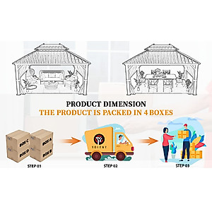 YOLENY 10' X 13' Hardtop Gazebo Galvanized Steel Outdoor Patio Gazebo Canopy Double Roof Pergolas Aluminum Frame with Netting and Curtains for Garden, Patio, Lawns, Parties