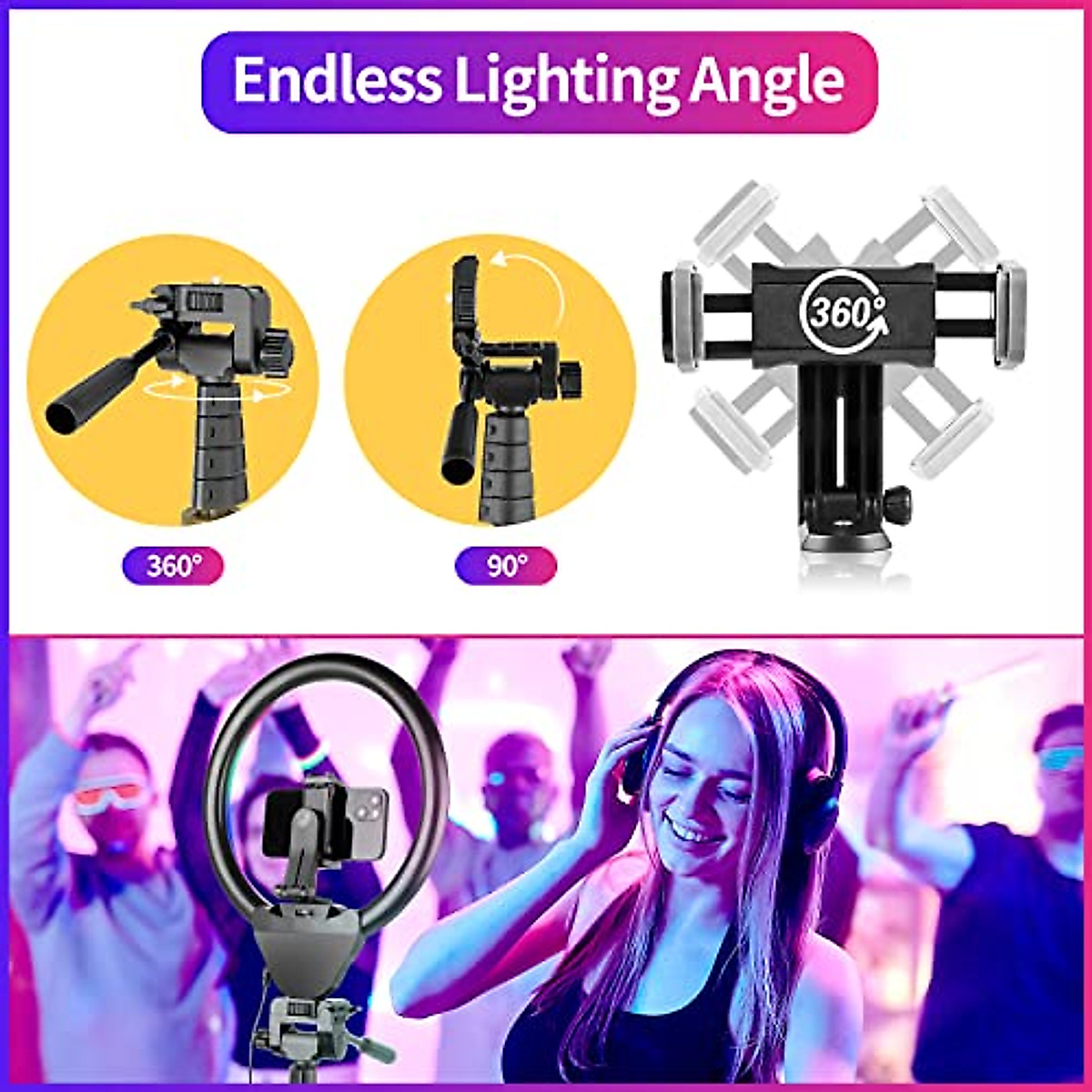 Torjim 12" RGB Ring Light with 67" Tripod Stand, Selfie Ring Light with Phone Holder & Wireless Remote, 3 CCT Modes & 12 Color Modes LED Ring Light for Selfie/Makeup/TikTok/YouTube