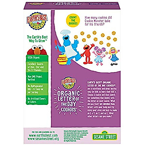 Earth's Best Organic Cookies, Toddler Snacks, Oatmeal Cinnamon, Sesame Street Letter of the Day Cookies, 5.3 Ounce