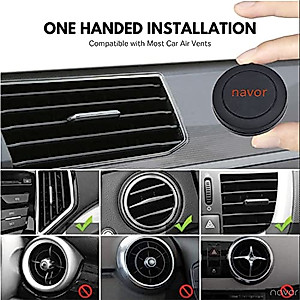navor Universal Air Vent Magnetic Car Mount Holder, for Cell Phones and Mini Tablets with Fast Swift-Snap Technology-Black (2 Pack )
