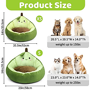 QAUJERY Dog Bed Pet Bed, Cute Calming Dog Bed & Cat Bed, Indoor Washable Dog Bed, Plush Anti-Anxiety Pet Bed for Small Medium Dog & Cat, Non-Slip Bottom, Green, 23"x 23"x 14"
