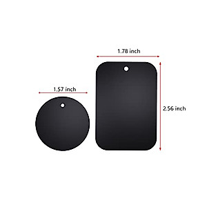 XSFOO Universal Metal Plate 4 Pack for Magnetic Phone Car Mount Holder Cradle with Adhesive (Compatible with Magnetic Mounts) - 2Rectangle and 2Round, Black